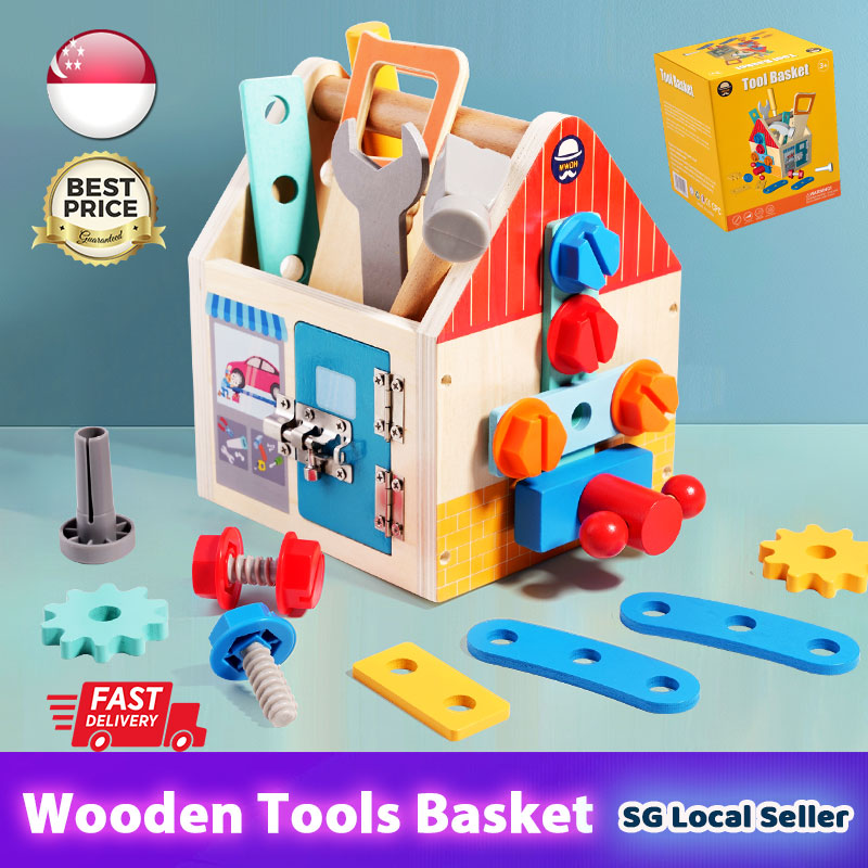 【SG Ready Stock】32pcs Kids Wooden Construction Tools Kit House Toy Set ...